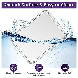 TeamFar Toaster Oven Pan Set of 2, Stainless Steel Toaster Oven Baking Tray Ovenware, 12.5’’x 9.5’’x1’’, Non Toxic & Healthy, Rust Free & Mirror Finish, Easy Clean & Dishwasher Safe