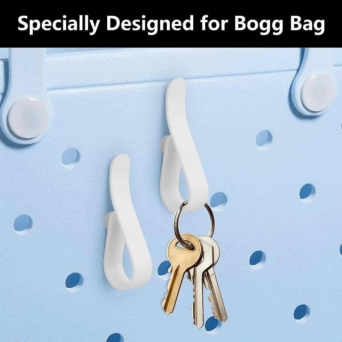 Sanchamy 4PCS Hook Accessories for Bogg Bags Cup Holder Connector Key Holder Insert Hook for Bogg Bag-Secure and Organize Your Items in Your Beach Tote Bag-White