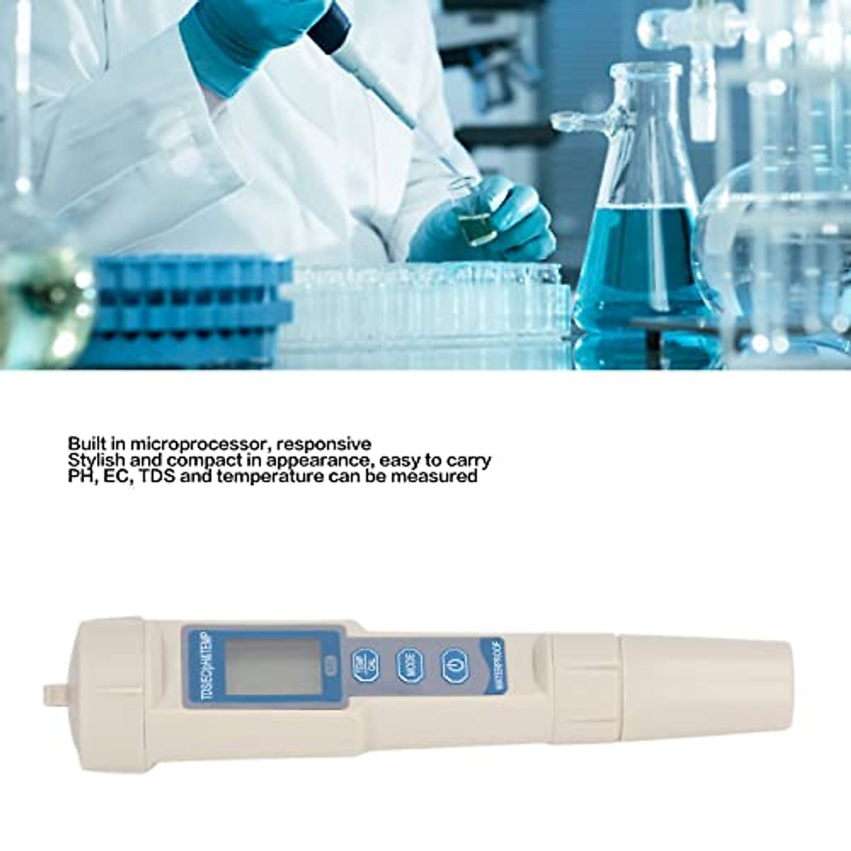Water Quality Tester, Large Display Screen Precise Easy to Carry PH EC TDS Temp Meter Ergonomic 4 in 1 ABS Housing for Aquarium for Fish Hatchery
