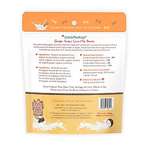 CocoTherapy Ginger Coco-Milk Bones 3 Pack, 6 Ounces Each, USDA Organic