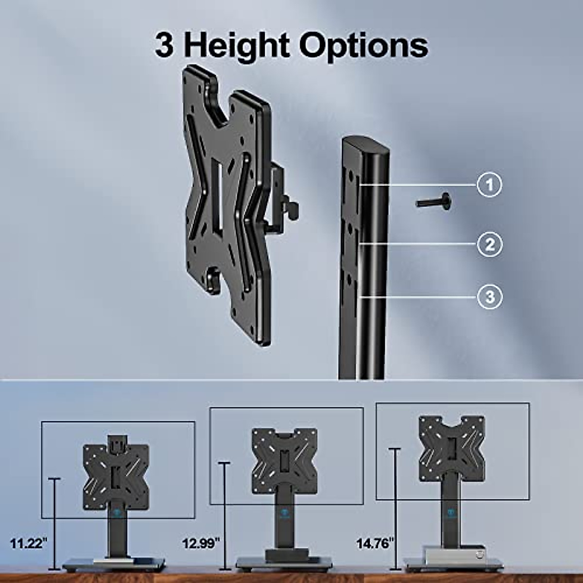 PERLESMITH Swivel Universal TV Stand/Base - Table Top TV Stand for 19-43 inch LCD LED TVs/Monitor/PC - Height Adjustable TV Mount Stand with Tempered Glass Base, VESA 200x200mm, PSTVS07
