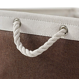 Sacyic Storage Baskets for Shelves, Fabric Baskets for Organizing, Collapsible Storage Bins for Closet, Nursery, Clothes, Toys, Home & Office [9-Pack, White&Brown]