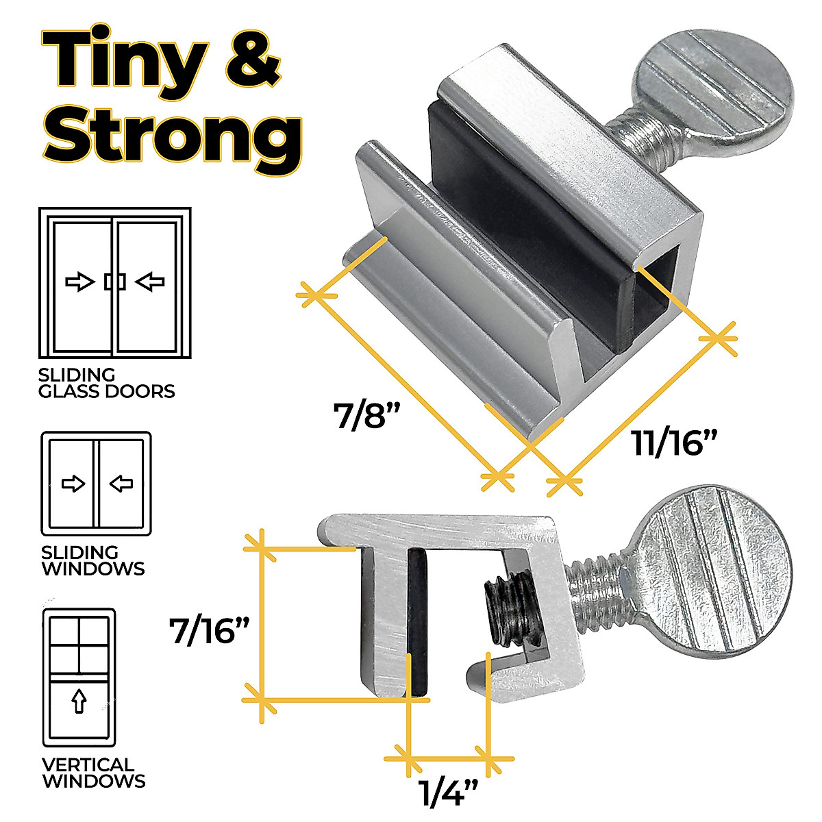 Window Locks, 10 Pack Window Locks for Vertical and Horizontal Windows, Sliding Window Locks, Adjustable Aluminum Window Stoppers, Window Security, No-Drill Install, Requires 28-36mm Clearance