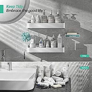 KOKSRY Wall Mounted Shower Caddy, Shower Shelf for inside Shower, No Drilling Shower Caddy with Soap Holder for Bathroom Organizer