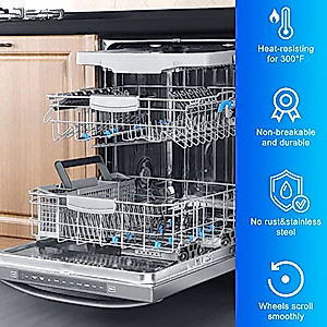 Upgrade 5pcs W10195416 W10195416V Dishwasher Wheels Lower Rack Replacement (Stainless Steel Screws) by Cobectal
