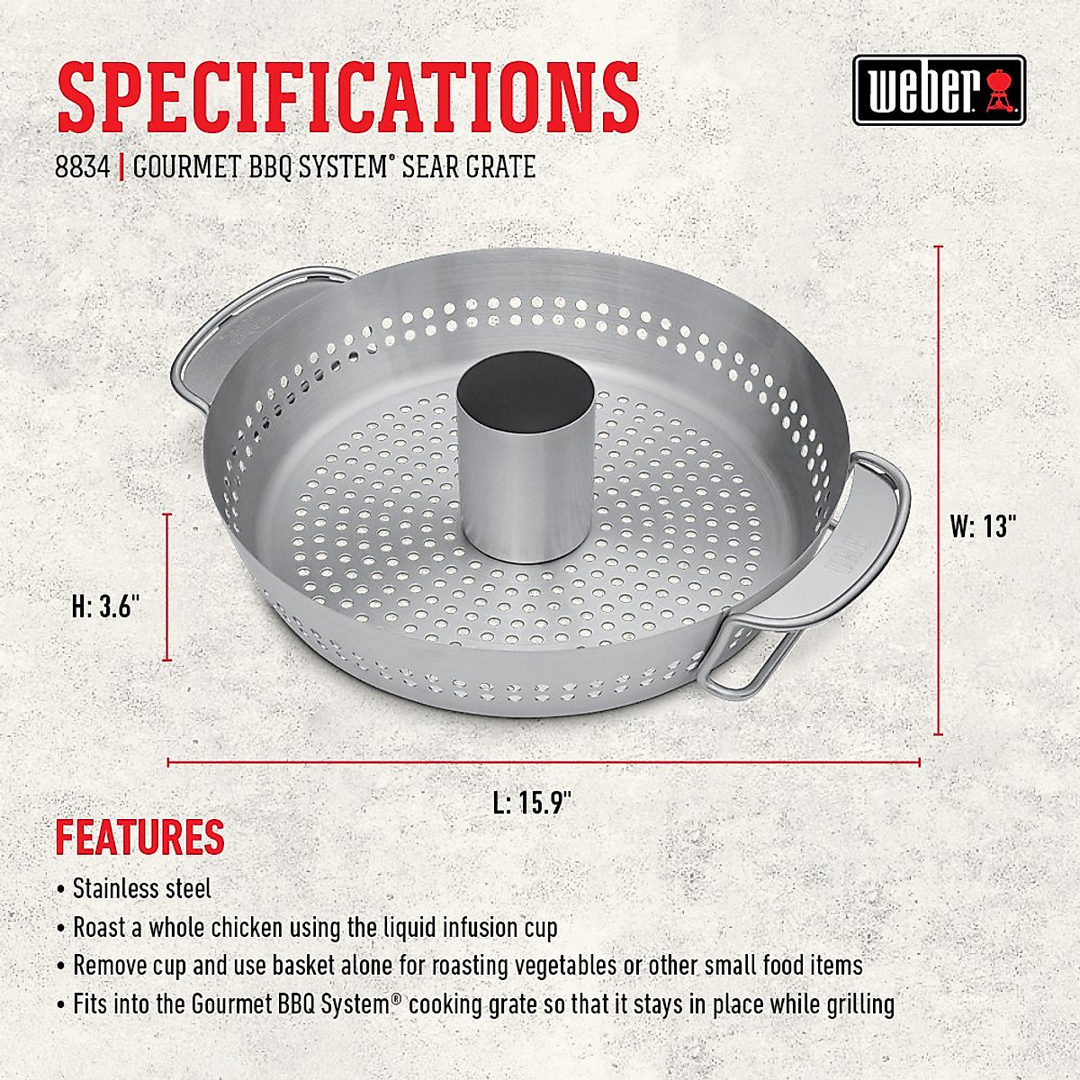 Weber Gourmet Barbeque System Poultry Roaster Insert