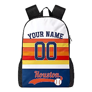 Houston Custom Backpack High Capacity,Laptop Bag Travel Bag,Add Personalized Name And Number，Gifts For Baseball Fans