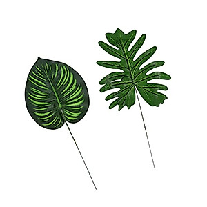 Abaodam 2Pcs Simulated Leaves Tropical Palm Leaves Fake Palm Tree Leaves House Plants Artificial Green Plants Faux Plants Greenery Decor Simulation Leaf Tropical Plant Leaves Photo Props