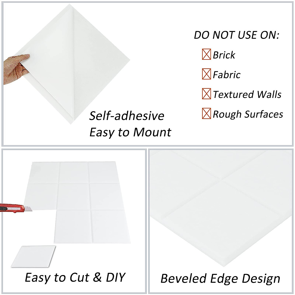 BXI Sound Absorber - 16 Pack Self-adhesive 12 X 12 X 0.4 Inches Acoustic Absorption Panels, Tackable Sound Absorbing Panels for Wall and Ceiling Acoustic Treatment