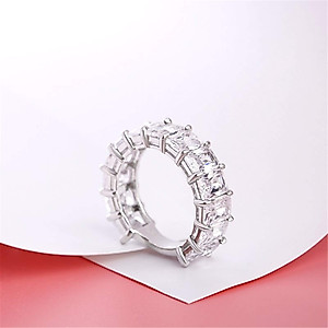 Jeulia Classic Radiant Cut Sterling Silver Women's Band Fashion Anniversary Promise Engagement Wedding Christmas Ring for Her with Gift Jewelry Box (8)