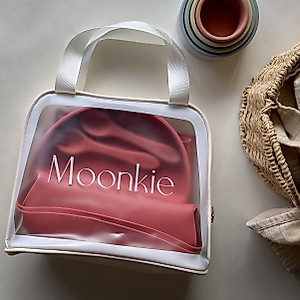 Baby Self Feeding Utensils Set, Toddler Led Weaning Feeding Supplies -Adjustable Silicone Bibs, Silicone Suction Divided Plate with Silicone Placemat,Spoon,Fork - Aids Self Feeding Kit (Warm Pink)