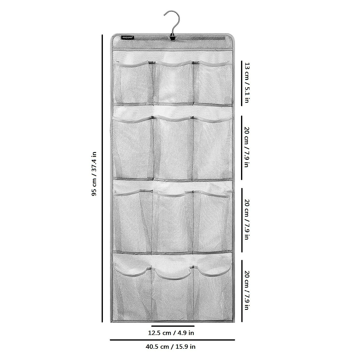 ANZORG Mesh Shower Organizer Hanging Caddy Quick Dry Bathroom Storage for Toiletry Accessories with Rotating Hanger (12 Pockets)