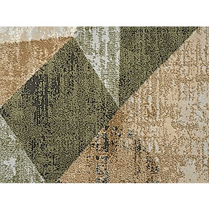 Abani Savoy Collection Area Rug - Green and Cream Geometric Design - 7'9"'x10'2 -Easy to Clean - Durable for Kids and Pets - Non-Shedding - Medium Pile - Soft Feel -for Living Room, Bedroom & Office