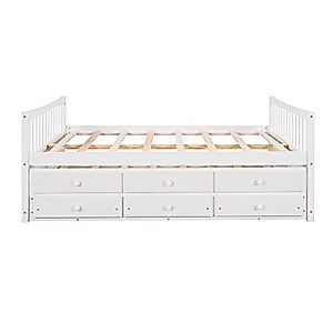 Harper & Bright Designs Full Storage Daybed with Trundle Captain’s Bed with Drawers, Wood Bed Frame for Kids Guests (Full Size, White)