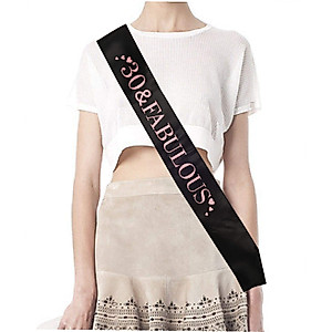 MEANT2TOBE 30th Birthday Sash and Tiara for Women - Fabulous Glitter Sash + Gravity Rhinestone Pink Premium Metal Tiara for Her, 30th Birthday Gifts for 30 Party