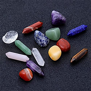 Crystal Chakra Yoga Stone, Natural Crystal Hexagonal Column, Spiritual Meditation Therapy Tumbled Stones, DIY Gift Box Decoration Matching Set (Black)