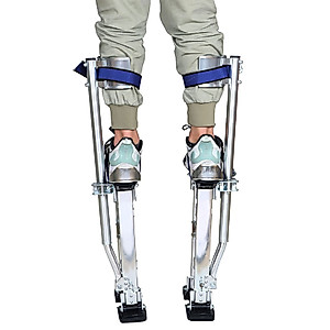 findmall 18-30 Inch Drywall Stilts Grade Adjustable Aluminum Tool Stilt for Painting or Cleaning - Silver