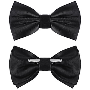 Geyoga 2 Packs Bow Ties for Men Bow Ties Boys Bow Tie Costume Bow Ties Solid Clip on Bow Tie for Wedding Party(Black)