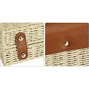 So'each Women's Handbag Wicker Straw Crossbody Rattan Bag Boho Crossbody Bag Beige