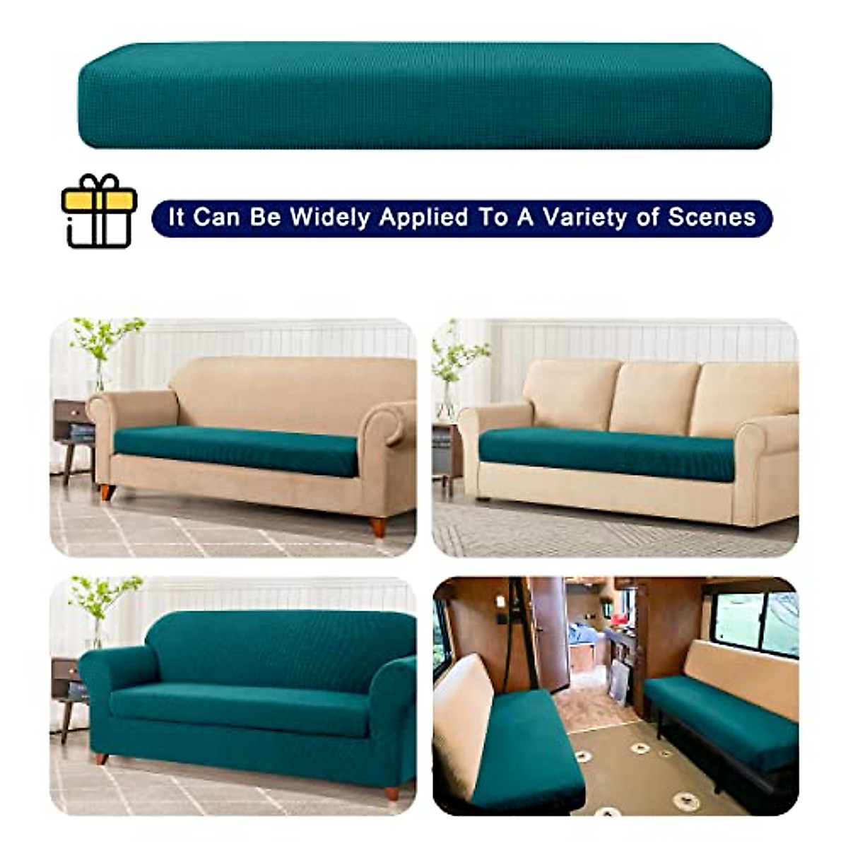 SUBRTEX Stretch Loveseat Sofa Slipcover 2 Piece Sofa Cover 2 Seater Soft Couch Slipcover Washable Furniture Covers, Jacquard Fabric Small Checks(Turquoise,Loveseat)