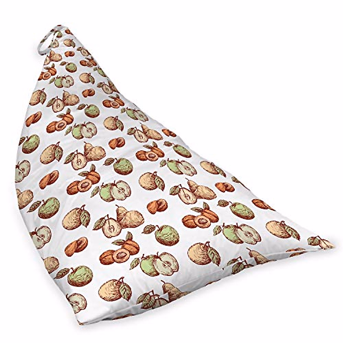 Ambesonne Sketch Lounger Chair Bag, Illustration of Fruits Drawn by Hand Peaches Apples Organic Healthy Food, High Capacity Storage with Handle Container, Lounger Size, Cinnamon and Peach