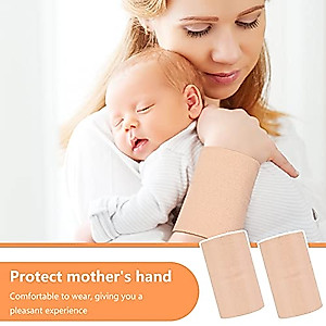 SATINIOR 2 Pairs Compression Wrist Sleeve Compression Wrist Brace Wrist Supports Wrist Wraps Elastic Wristbands for Men and Women Tennis, Tendonitis, Carpal Tunnel (Beige, Medium)