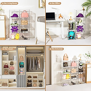 Clear Plastic Handbag Storage Organizer for Closet,Acrylic Purse Organizer with Magnetic Door,Dustproof Book & Cosmetic Display Cases,Large Figures Collectibles Showcase,Shoe Box, Bag Organizer