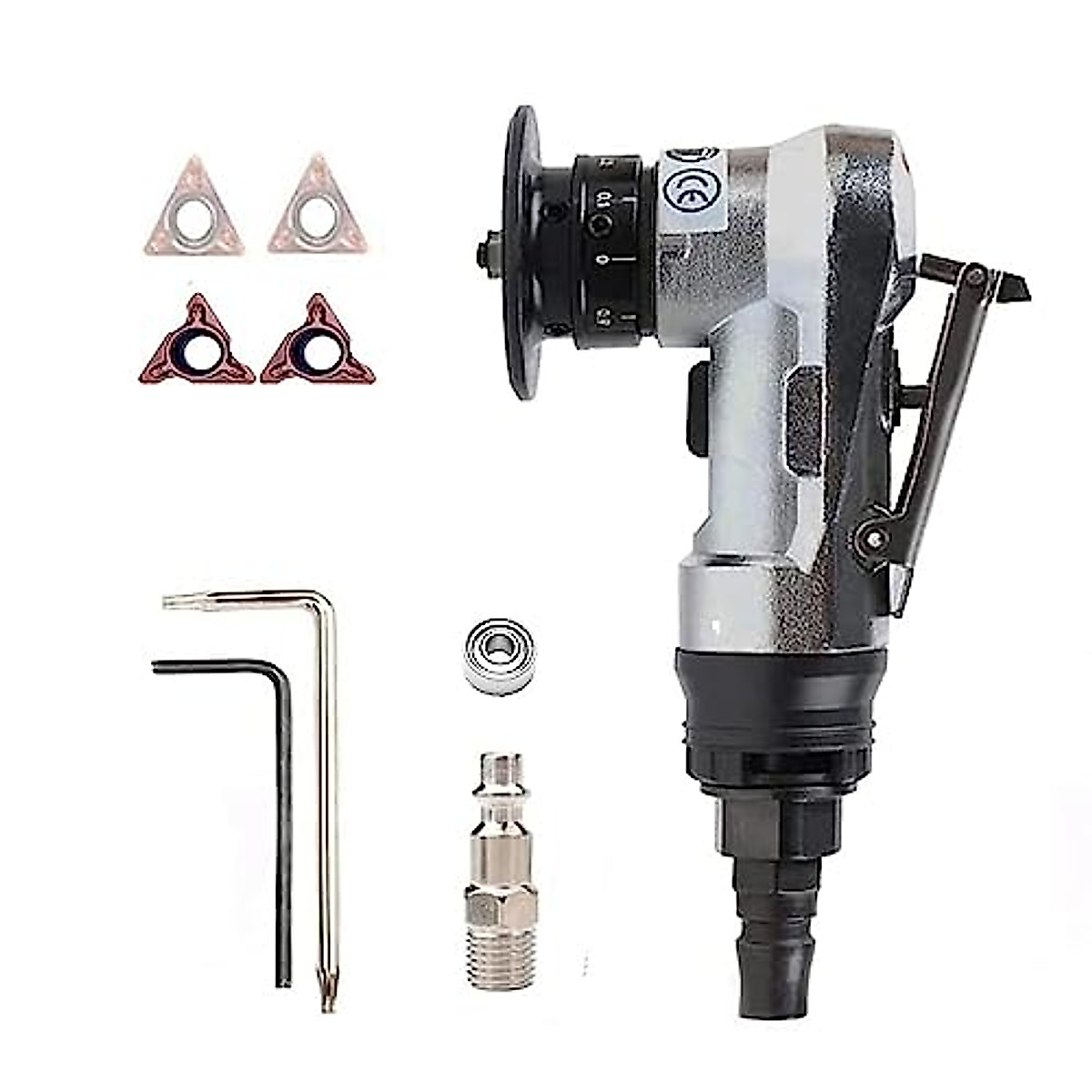 YKLP Mini Pneumatic Chamfering Machine, Portable Handheld 45 Degree Arc Air Beveling Machine with 1/4 Inch Air Inlet for Trimming and Deburring