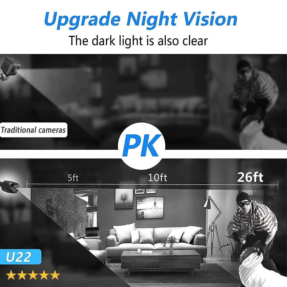 [Upgraded Night Vision] Smallest Wireless WiFi Camera,HD1080P USB Hidden Camera,Video Recording Live Feed,Hidden Spy Cam Nanny Camera/No Light Night Vision/Motion Activated Alarm(Upgraded Phone APP