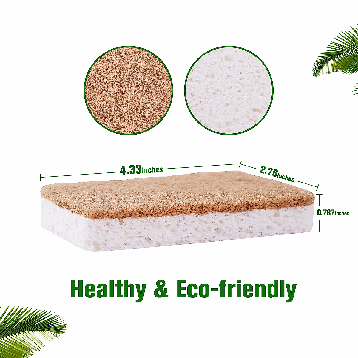 Viverhoy Natural Kitchen Sponge 12 Packs - Biodegradable Sponge - Eco-Friendly Sponge for Sustainable Living - Compostable Wood Cellulose and Coconut Washing Sponge.
