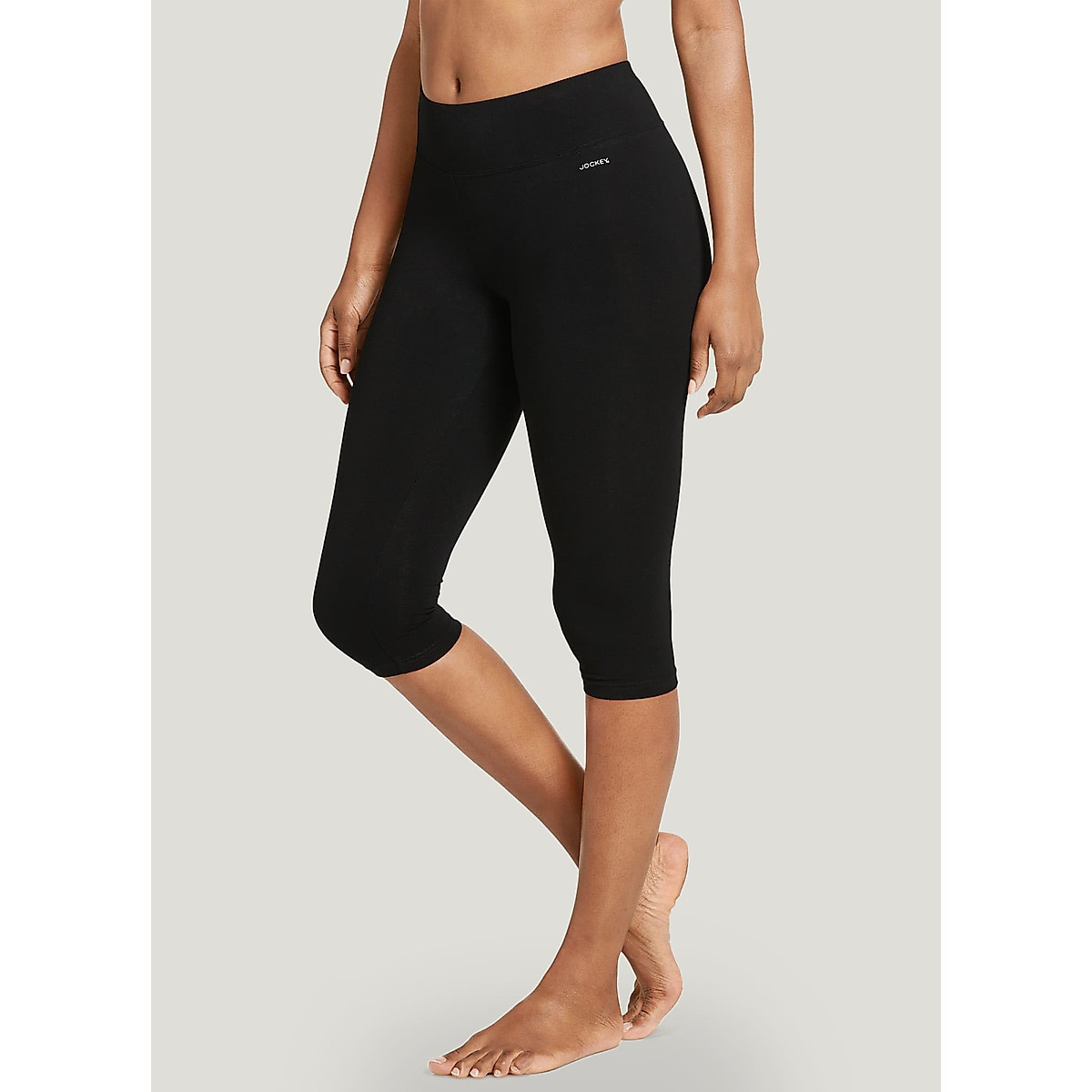 Jockey Women's Activewear Cotton Stretch Capri Legging, Black, M