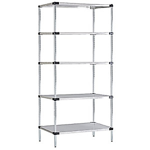 Omega 18" Deep x 36" Wide x 86" High 5 Tier Stainless Steel Solid Starter Shelving Unit