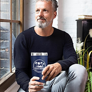 Zeiniua Retirement Gifts for Men, Best Retirement Gifts for Teachers Coworkers Boss, Retired Gifts for Men, Happy Retirement Gifts for Men, Funny 20oz Retirement Coffee Tumbler Cup (Navy)