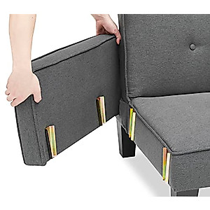 FULife Loveseat Sofa,Modern Decor Accent Futon Love Seat Bed for Living Room Bedroom Napping,Tufted Upholstered Small Recliner Couch Furniture,Solid and Easy to Install, Gray 2 Seaters