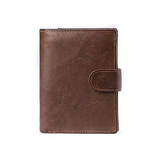 WULOUJIE Leather Wallet For Men, Travel Large Capacity Rfid Blocking Wallet, Bifold Wallets Can Be Hold Many Credit Card（coffee）