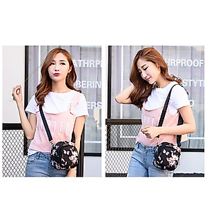 Artwell Small Crossbody Purse Bag for Women Multi-Pocket Flower Nylon Shoulder Bag Cellphone Purse (Flower)