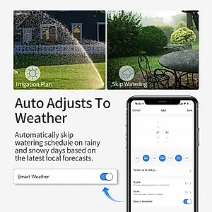 US:E Smart Sprinkler Controller, 8 Zone Watering Timer & Weather Intelligent Irrigation System, Compatible with Alexa and Google Assistant, App Remote & Voice Control, Rain Freeze and Snow Skip