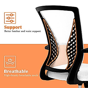 CL.Store Ergonomic Office Chair Home Desk Mesh Computer with Lumbar Support Armrest Modern Executive Rolling Swivel Task Work Mid Back Adjustable (White), MC-GF411-White