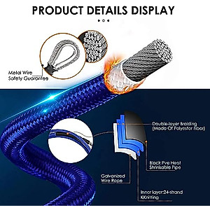 Arborist Flipline for Climbing Tree, 1/2'' x 8 ft Steel Wire Core Tree Lanyard Flipline Kit W/Lock Carabineer, Rope Grabber, Steel Swivel Snap Hook - Heavy Duty, Low Stretch, Cut Resistant