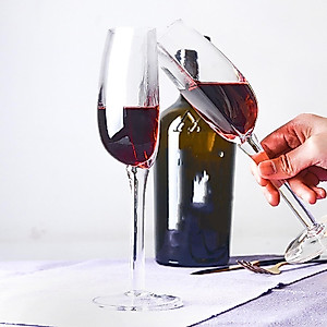 Half Crystal Glass Cups, Novelty Funny Wine Glass Cut In Half, 140ml Clear Glass Champagne Cups, Reusable Long Stemmed Semi-Circular Red Wine Glass for Birthday Anniversary (2 Pcs)