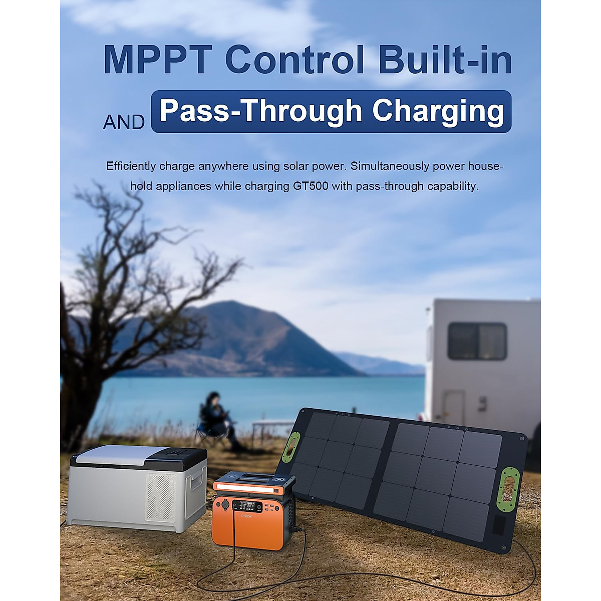 CTECHi Portable Power Station 500W LiFePO4 Battery Generator, 518 Wh/162000 mAh Energy Storage Pure Sine Wave Power Supply, AC/DC/USB-C/PD Car Charger Outputs for Camping Emergency Backup