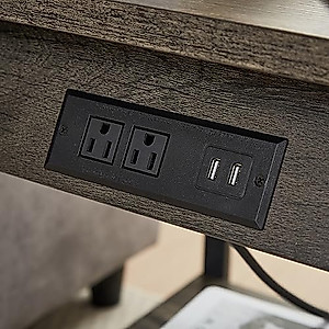 Anwick End Table with Charging Station Set of 2 Side Table with USB Ports and Outlets, Nightstand with Storage, Bedside Tables for Small Spaces, Sofa Side Tables for Living Room Bedroom(Grey)