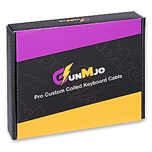 GUNMJO Pro Custom Coiled USB C Cable for Gaming Keyboard, Double-Sleeved Mechanical Keyboard Cable with Detachable Metal Aviator, 1.5M USB-C to USB-A, White Color