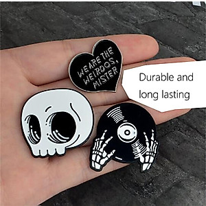 3pcs Enamel Pins Set Skull Disc Halloween Alloy Oil Dripping Brooch We Are The Weirdos Mister Cool Enamel Pins for Jacket Backpack
