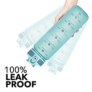 Hyeta 32oz Water Bottles with Straw - Stay Motivated and Hydrated with Convenient Times to Drink Markings, Durable, Leak-proof and BPA-free