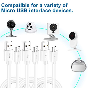 SIOCEN 10FT 3Pack USB Power Extension Cable Cord for WyzeCam,Yi Camera,Oculus Go,Echo Dot Kid Edition,Nest Cam,Kasa Cam,Netvue,Arlo Pro Q,Blink,Furbo Dog, USB Charging Cord for Home Security Camera