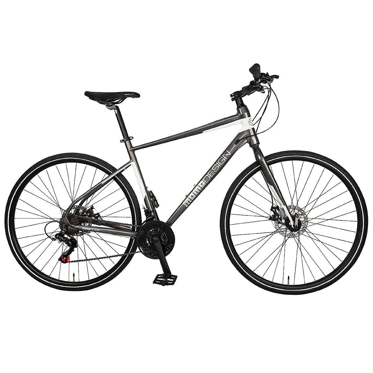 MOMODESIGN Hybrid Bike Shimano 21 speeds with Disc Brake, 700C Anti-Puncture Wheels