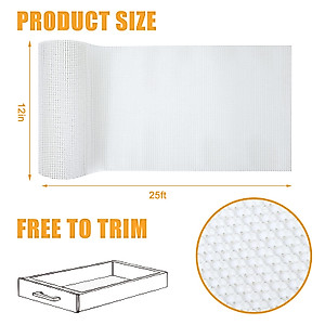 BAKHUK Grip Shelf Liner, Non-Adhesive 12 Inch x 25 Feet Cabinet Liner Durable Organization Liners for Kitchen Cabinets Drawers Cupboards Bathroom Storage Shelves (White)