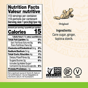 CHIMES ORIGINAL Ginger Chews (1-Pound 1 LB BAG) Premium Natural Chewy Ginger Candy — 16 OZ Individually Wrapped Ginger Chew Candy