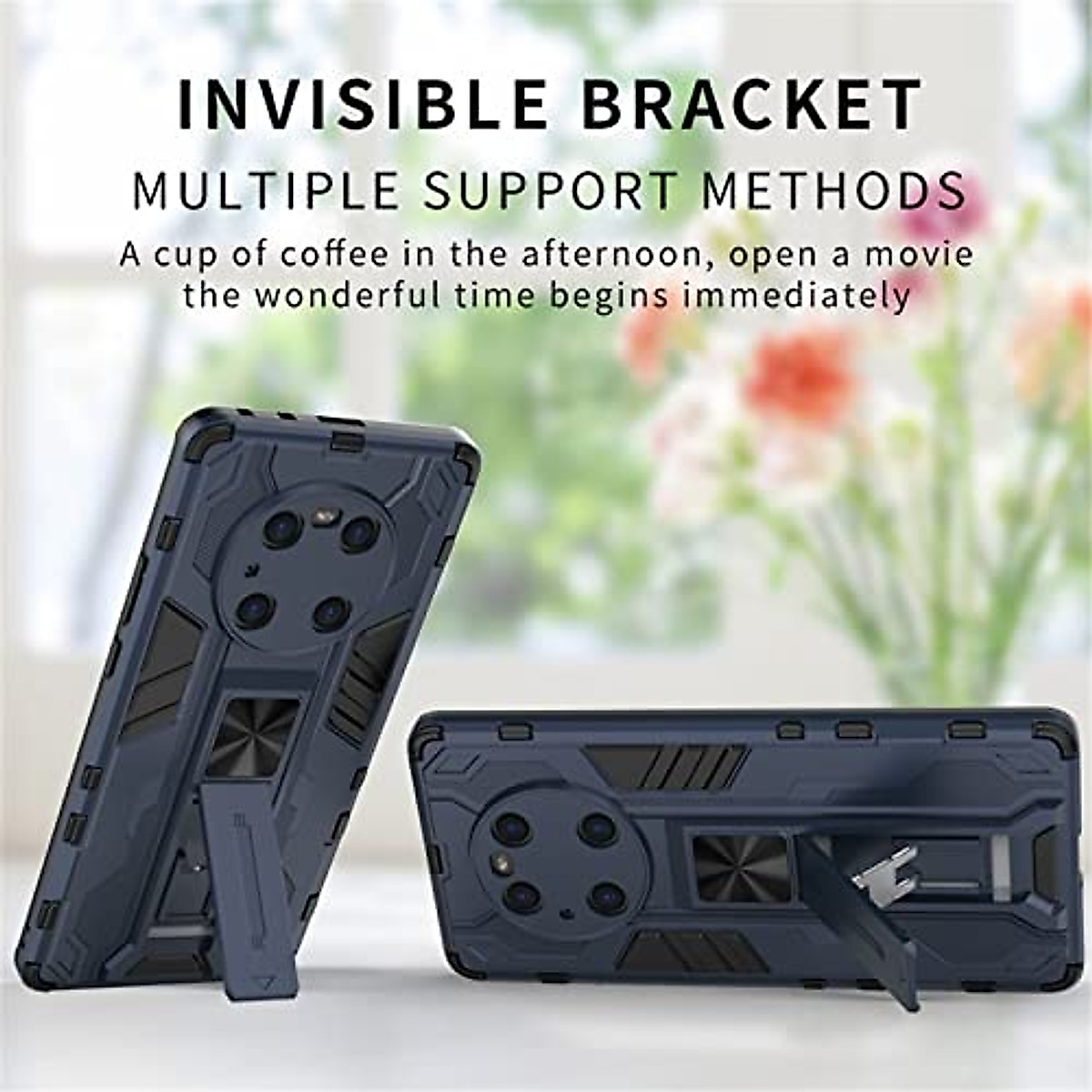 Asuwish Phone Case for Huawei Mate 40 Pro 5G with Tempered Glass Screen Protector Cover and Slim Stand Hybrid Rugged Kickstand Cell Mobile Accessories Hawaii Mate40Pro Mate40 40Pro 4G Women Men Blue